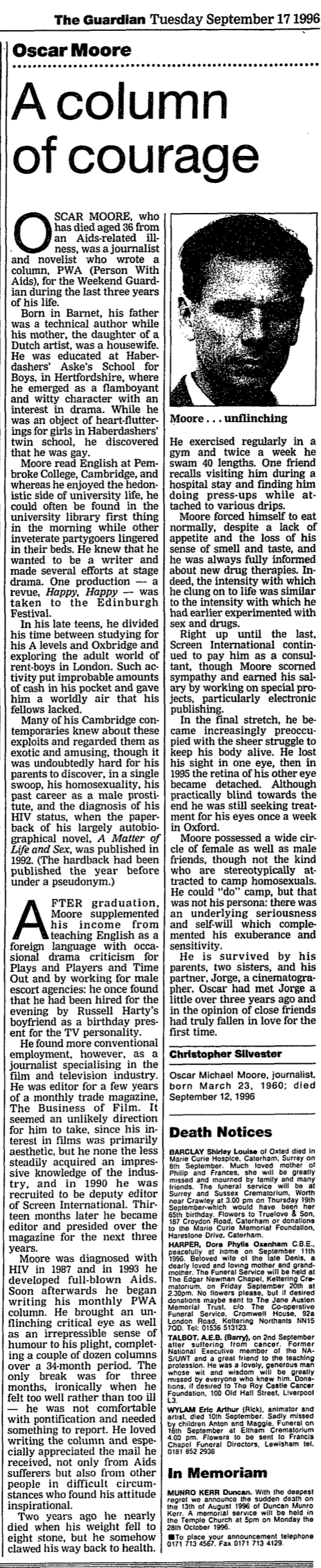 Guardian readers have not forgotten Oscar Moore’s…