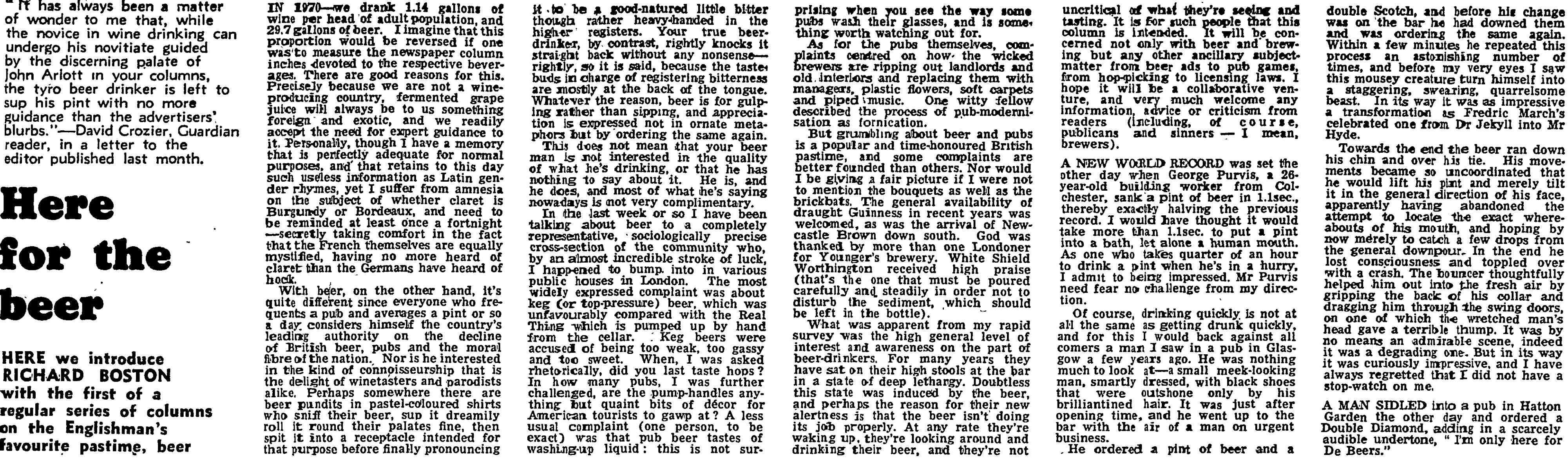 Richard Boston on beer – archive | Beer | The Guardian