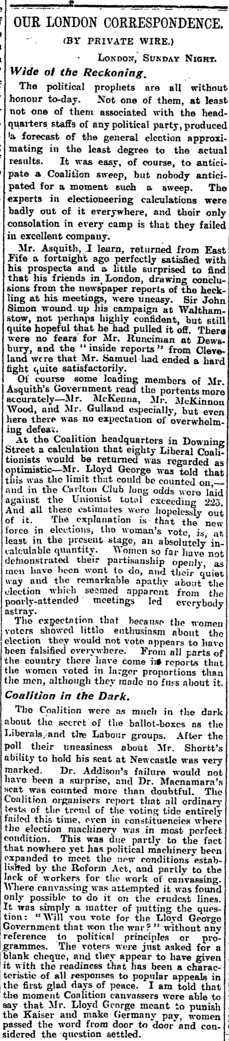 Women vote in a UK general election for the first time - December 1918 ...